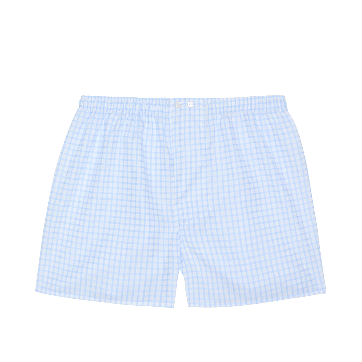 Men's Two-Fold Cotton Boxer Shorts - Exton Light Blue Check – Bonsoir ...