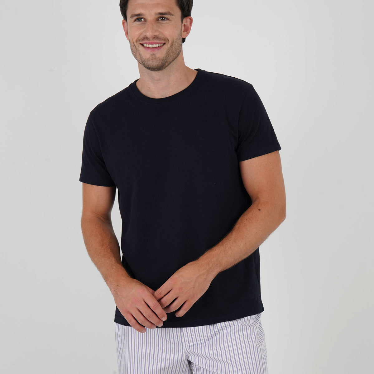 Men's Two-Fold Cotton Longer Length Boxer Shorts - Feltwell Stripe ...