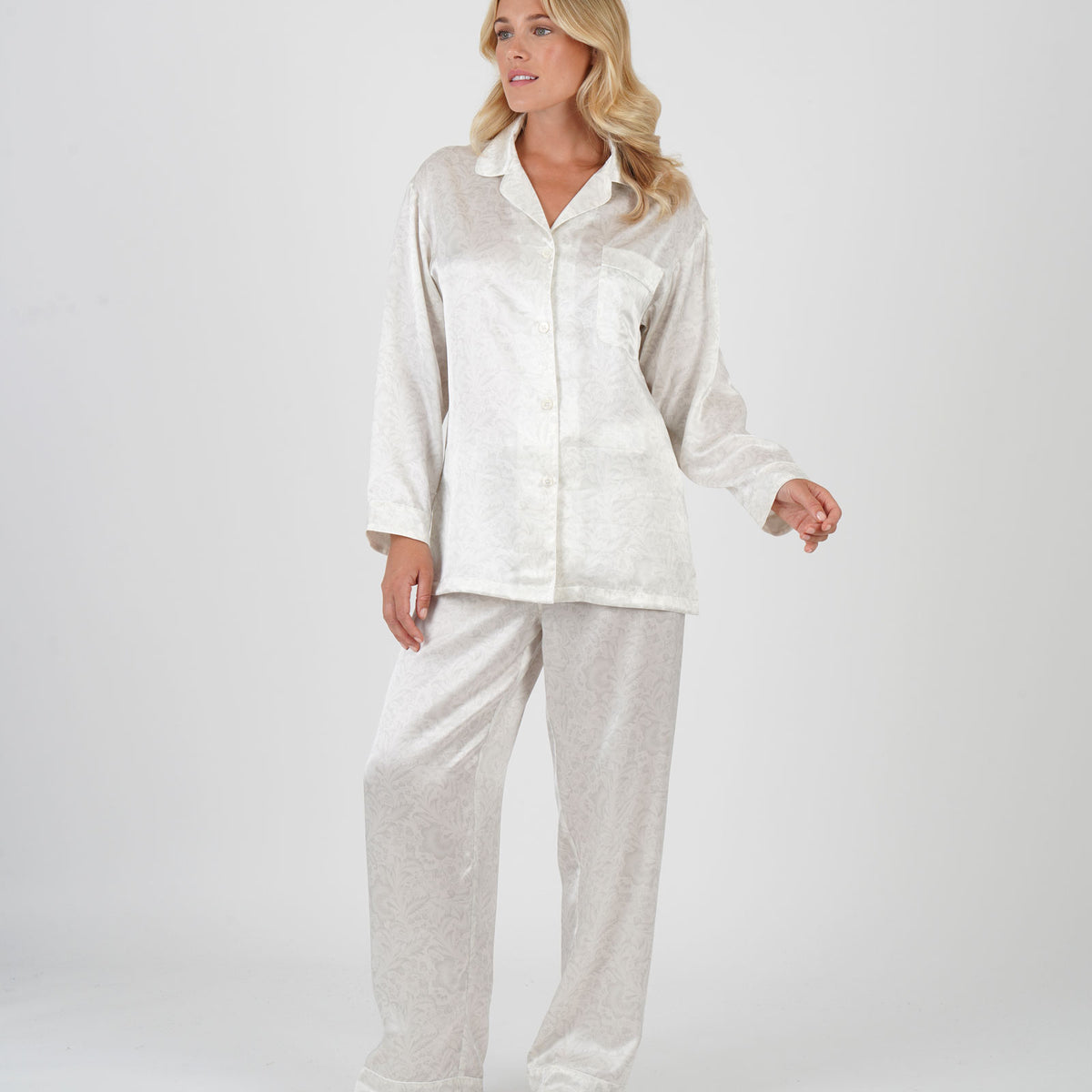 Women's Silk Pyjamas - Highclere Flower Print – Bonsoir of London
