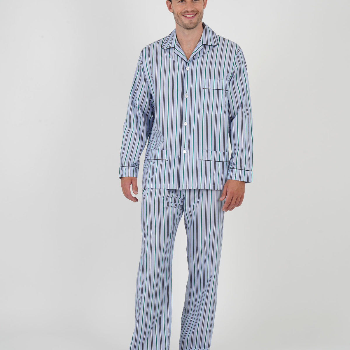 Men's Classic Cotton Pyjamas - Ashwick Stripe – Bonsoir of London