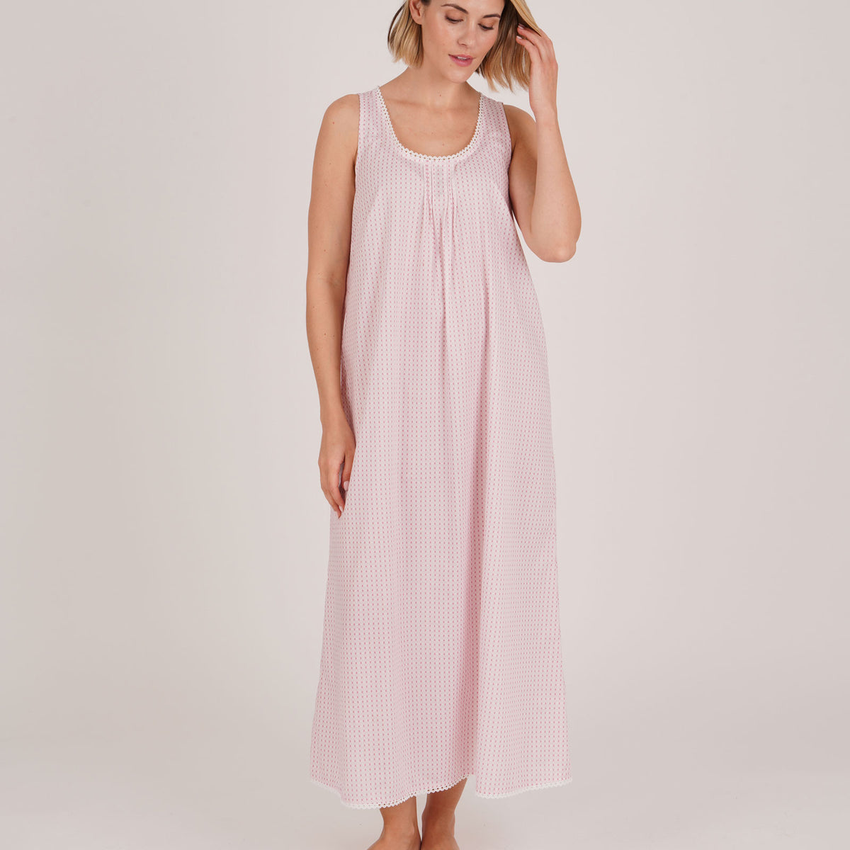 Women's Cora Long Cotton Nightdress with Lace Trim - Arundel – Bonsoir ...