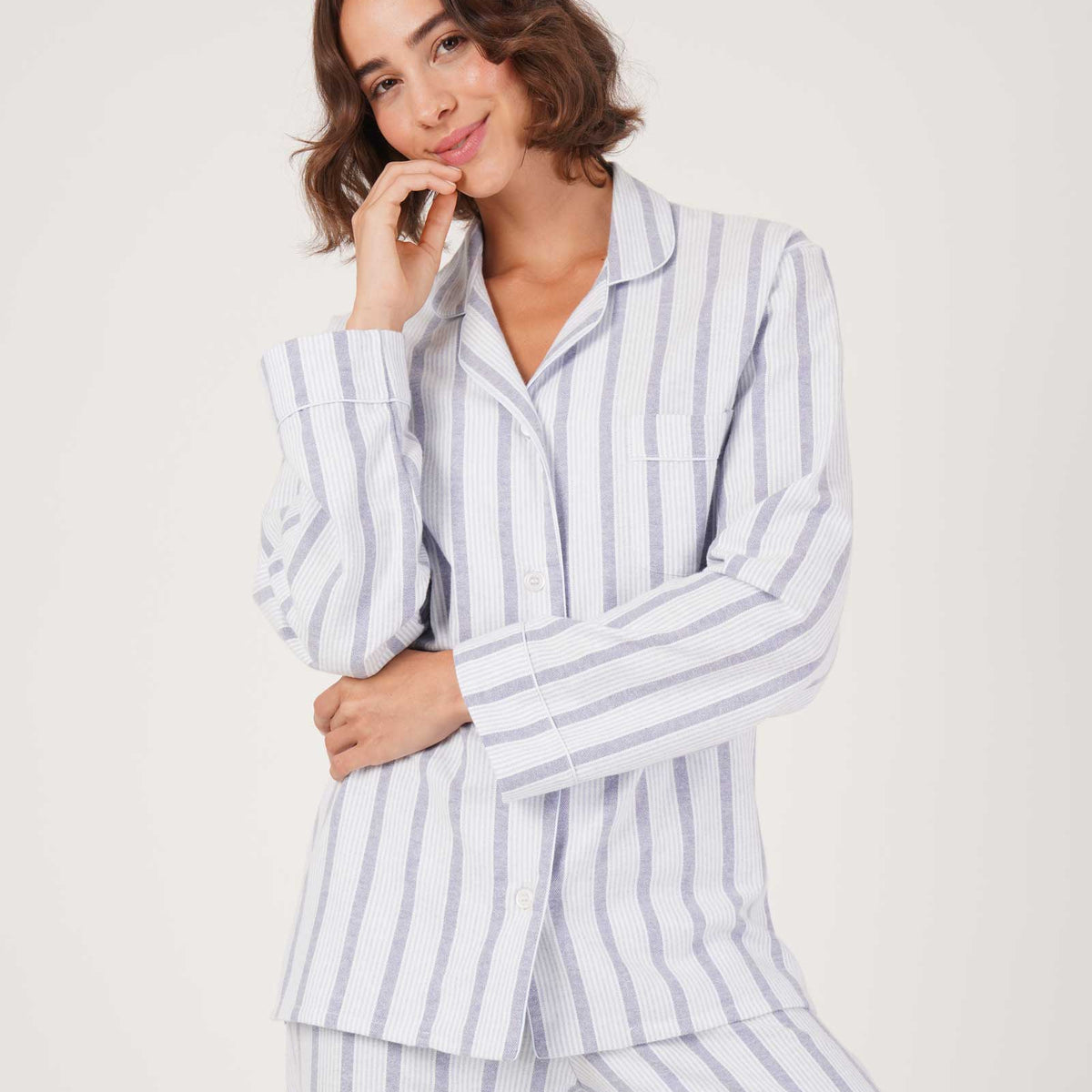 Women's Brushed Cotton Pyjamas - Ripple Stripe – Bonsoir of London