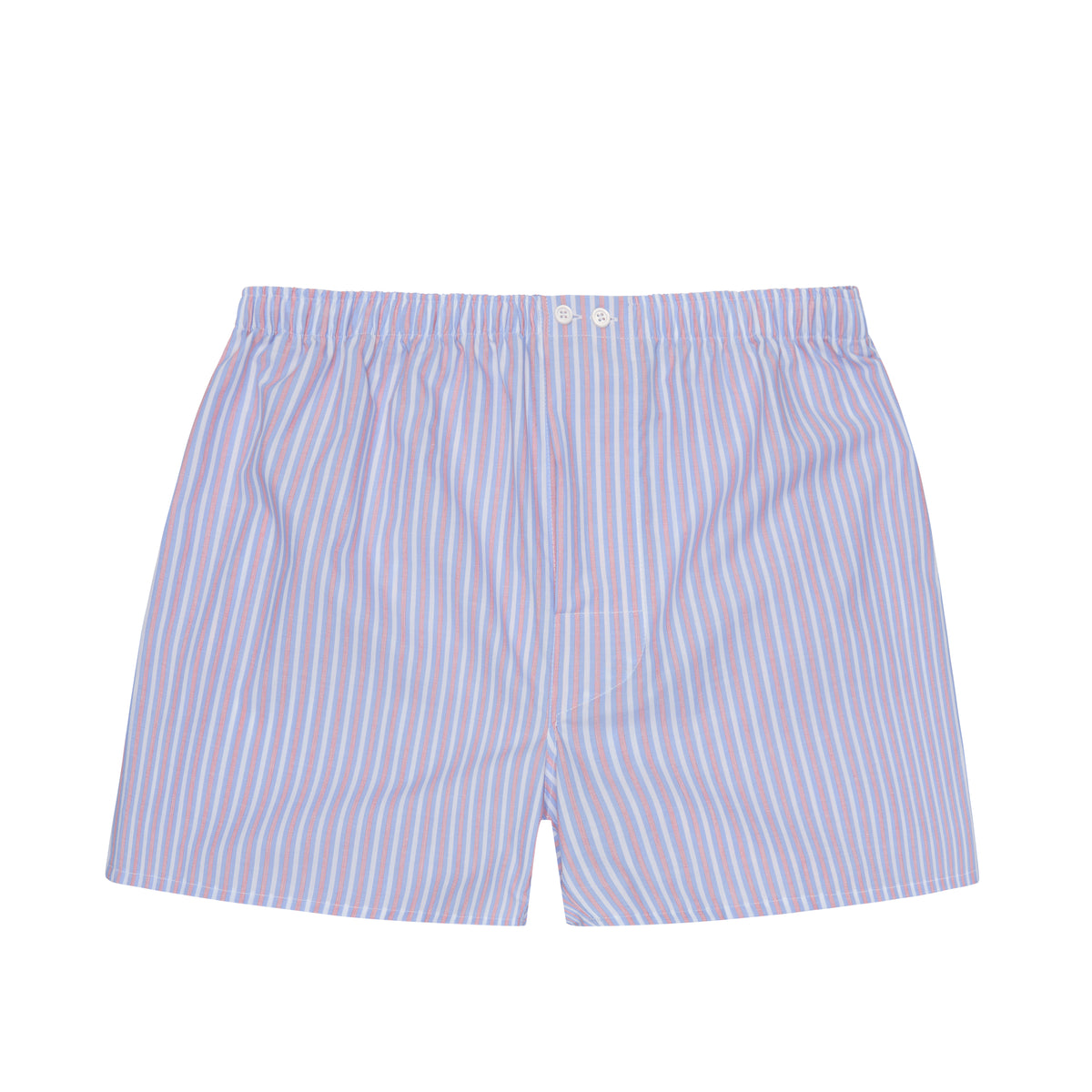 Men's Classic Cotton Longer Length Boxer Shorts - Red Blue White Strip ...