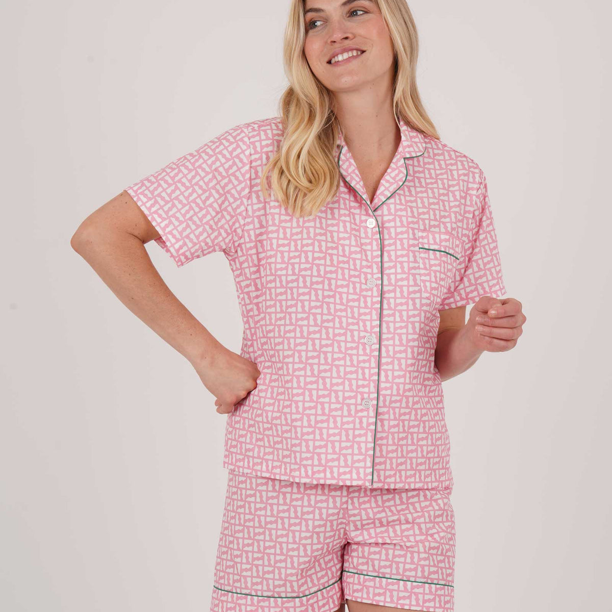 Women's Classic Cotton Florence Short Pyjamas - Lita Pink Print ...