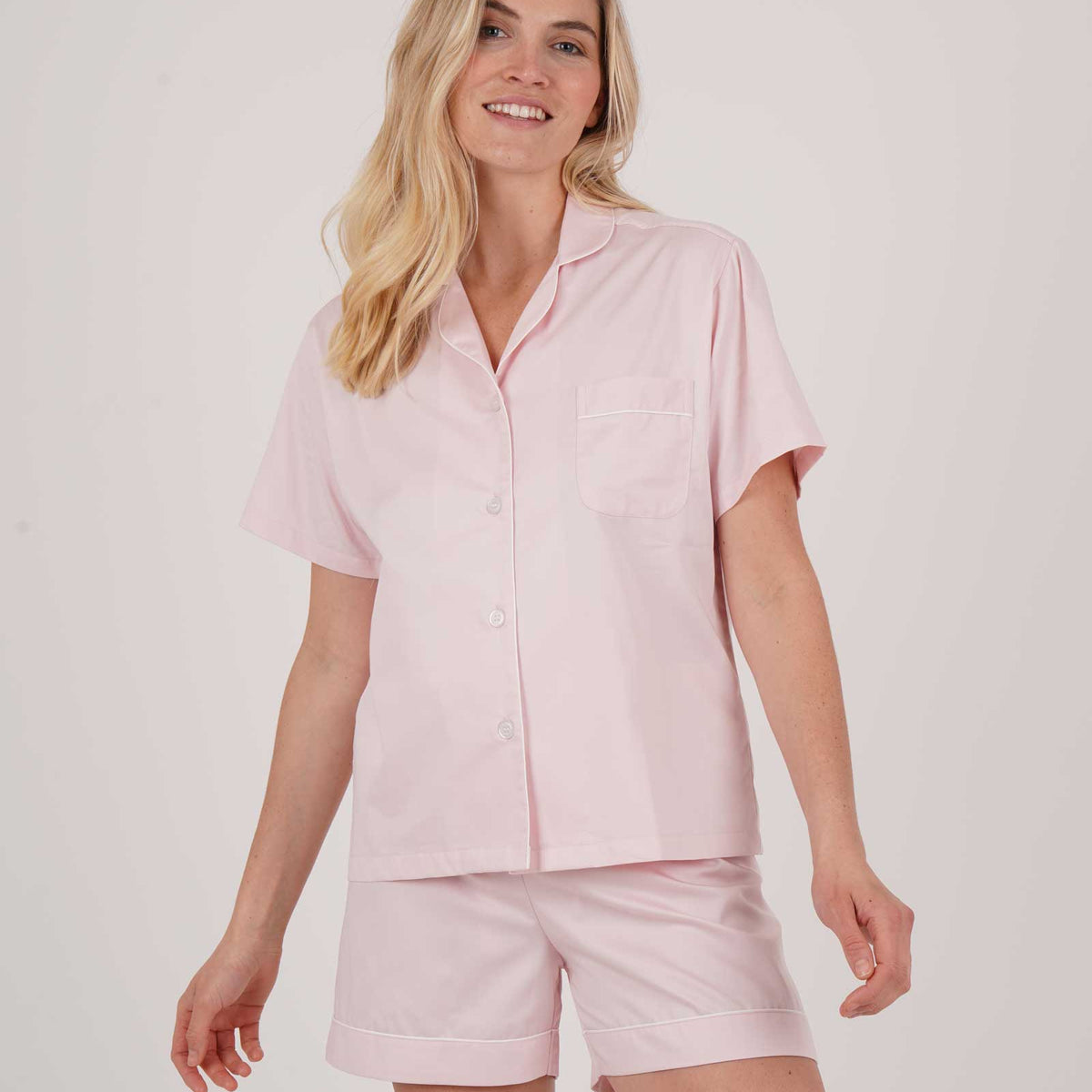 Women's Classic Cotton Florence Short Pyjamas - Pink – Bonsoir of London