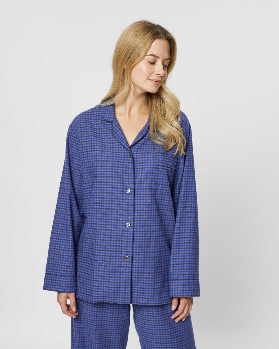 Women's Brushed Cotton Pyjamas - Winsford Check – Bonsoir of London