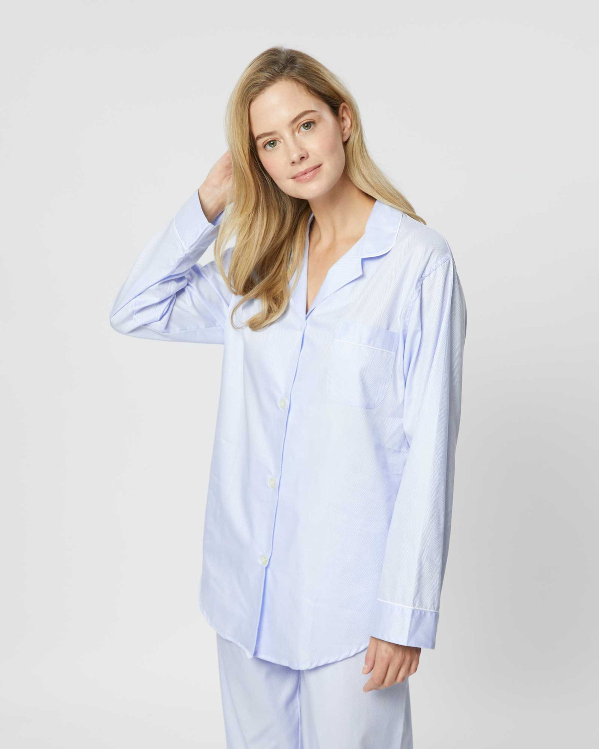 Women's Blue Jacquard Pyjamas | Bonsoir of London