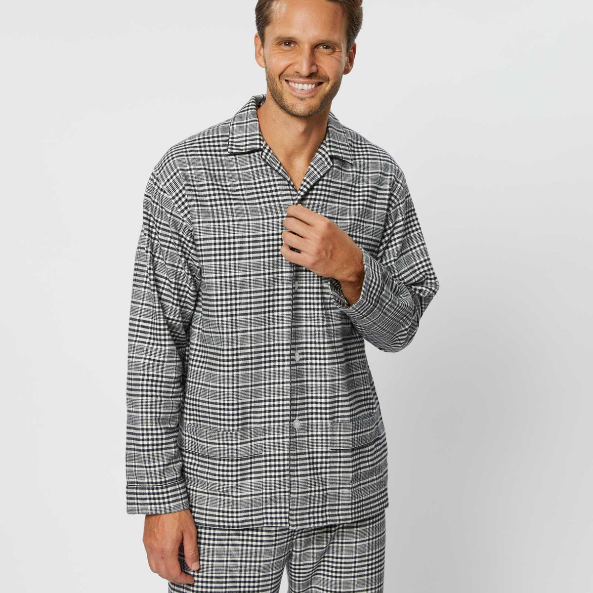 Men's Brushed Cotton Pyjamas - Falstone Check – Bonsoir of London