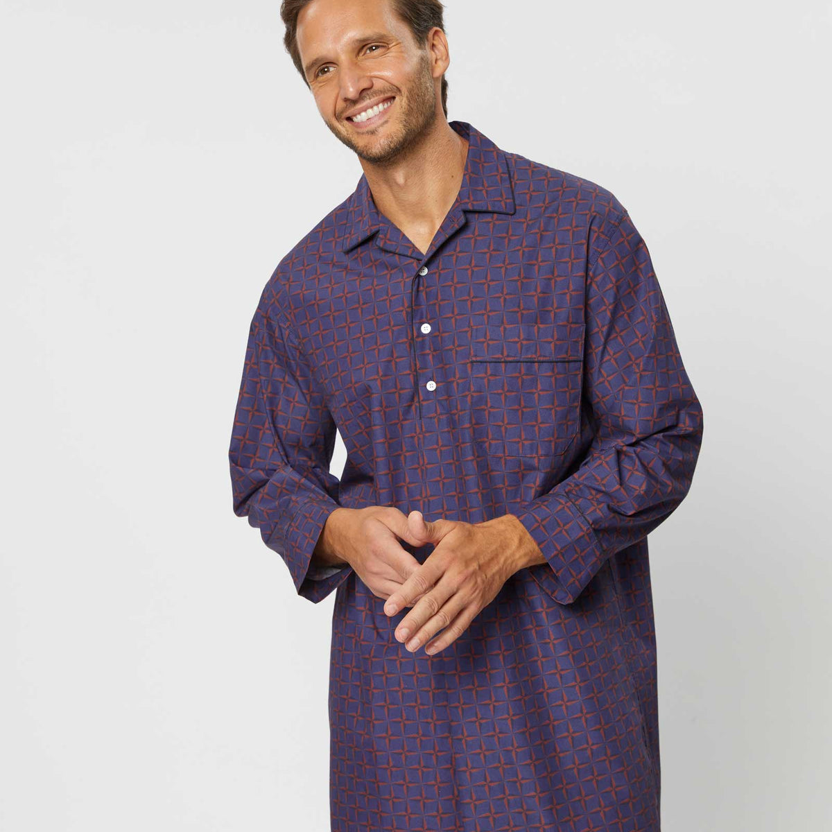 Men's Classic Cotton Nightshirt - Norwick Star – Bonsoir of London