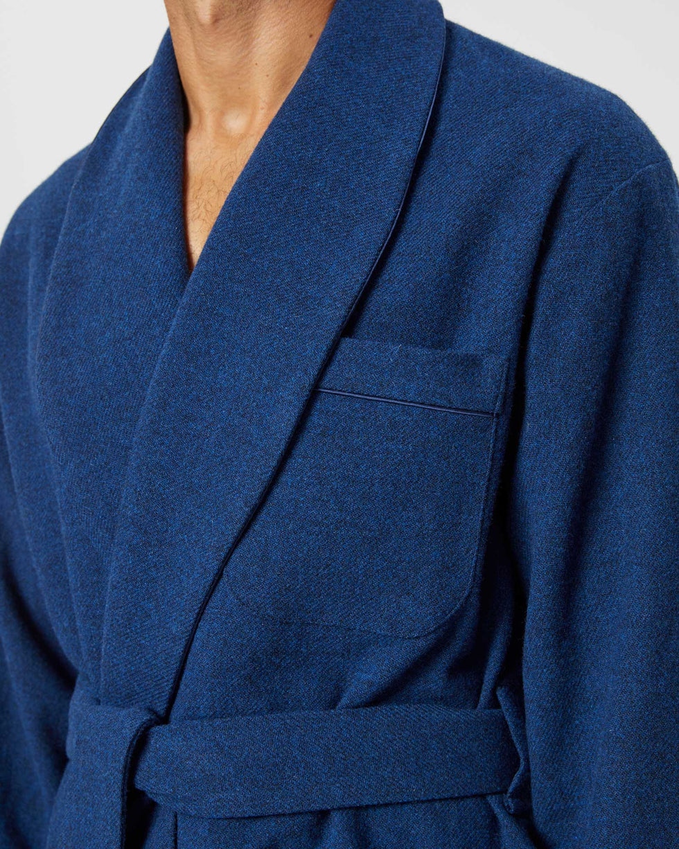 Men's Silk-Lined Wool Robe - Royal Blue – Bonsoir of London