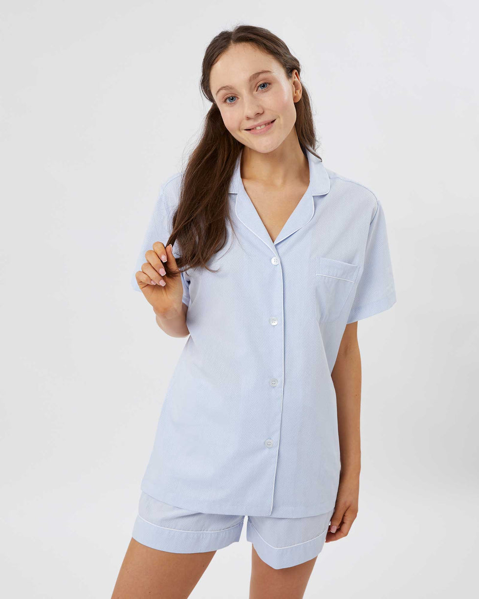 Women's Classic Cotton Florence Short Pyjamas - Jacquard Pink – Bonsoir ...