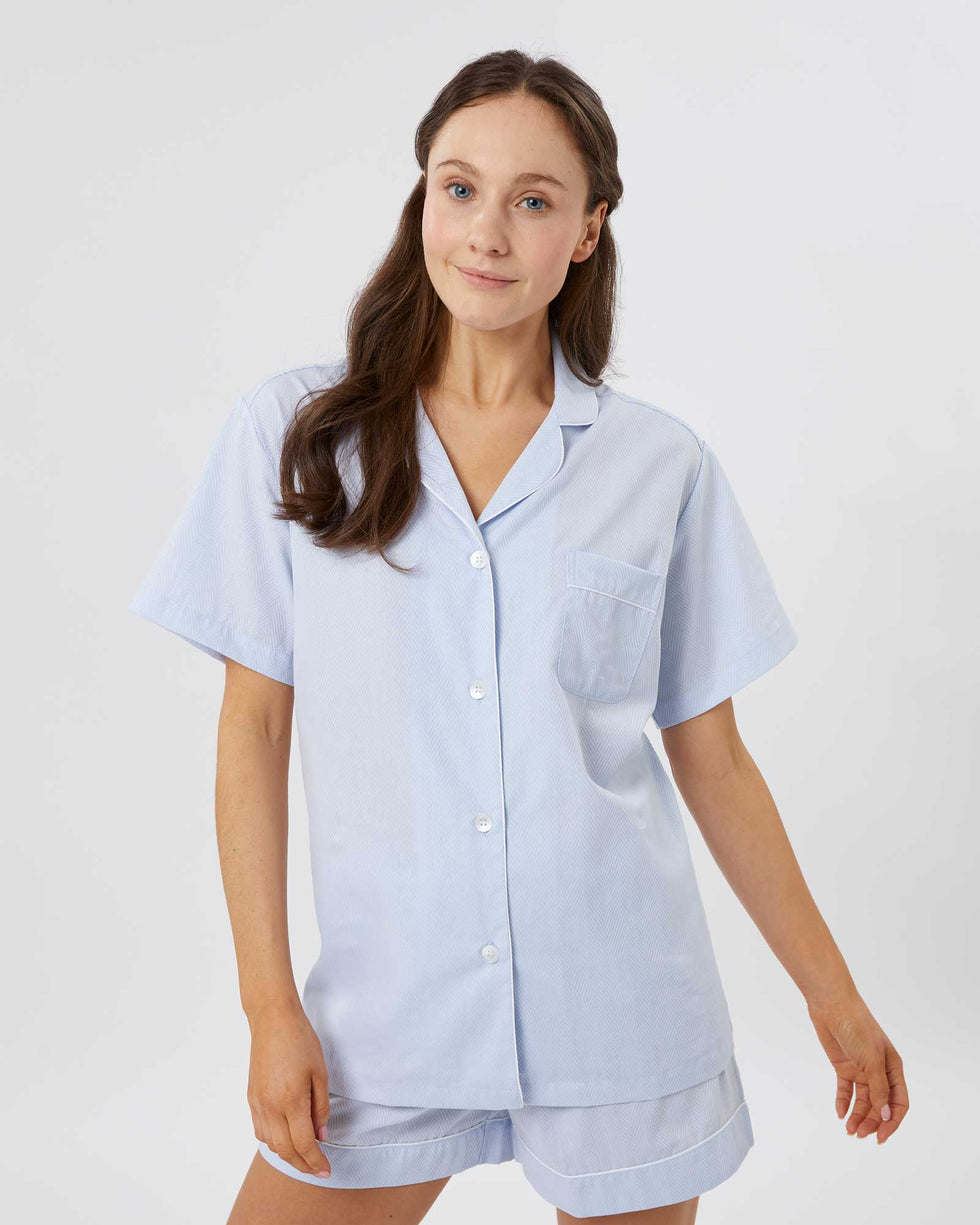 Women's Classic Cotton Florence Short Pyjamas - Jacquard Pink – Bonsoir ...