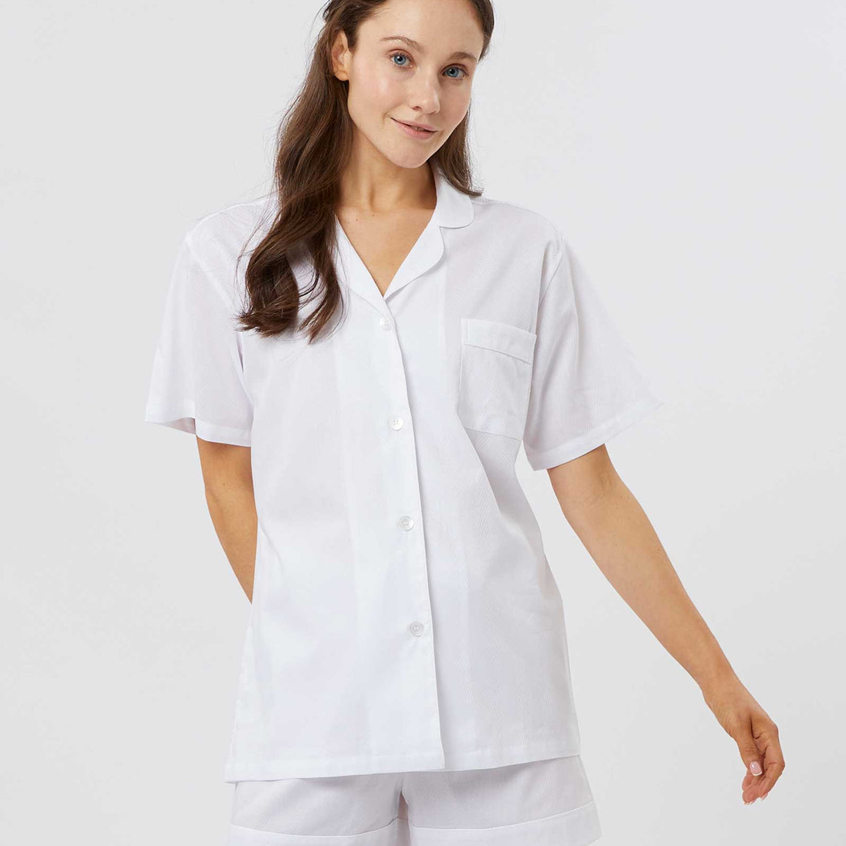 Women's Classic Cotton Florence Short Pyjamas - Jacquard White ...