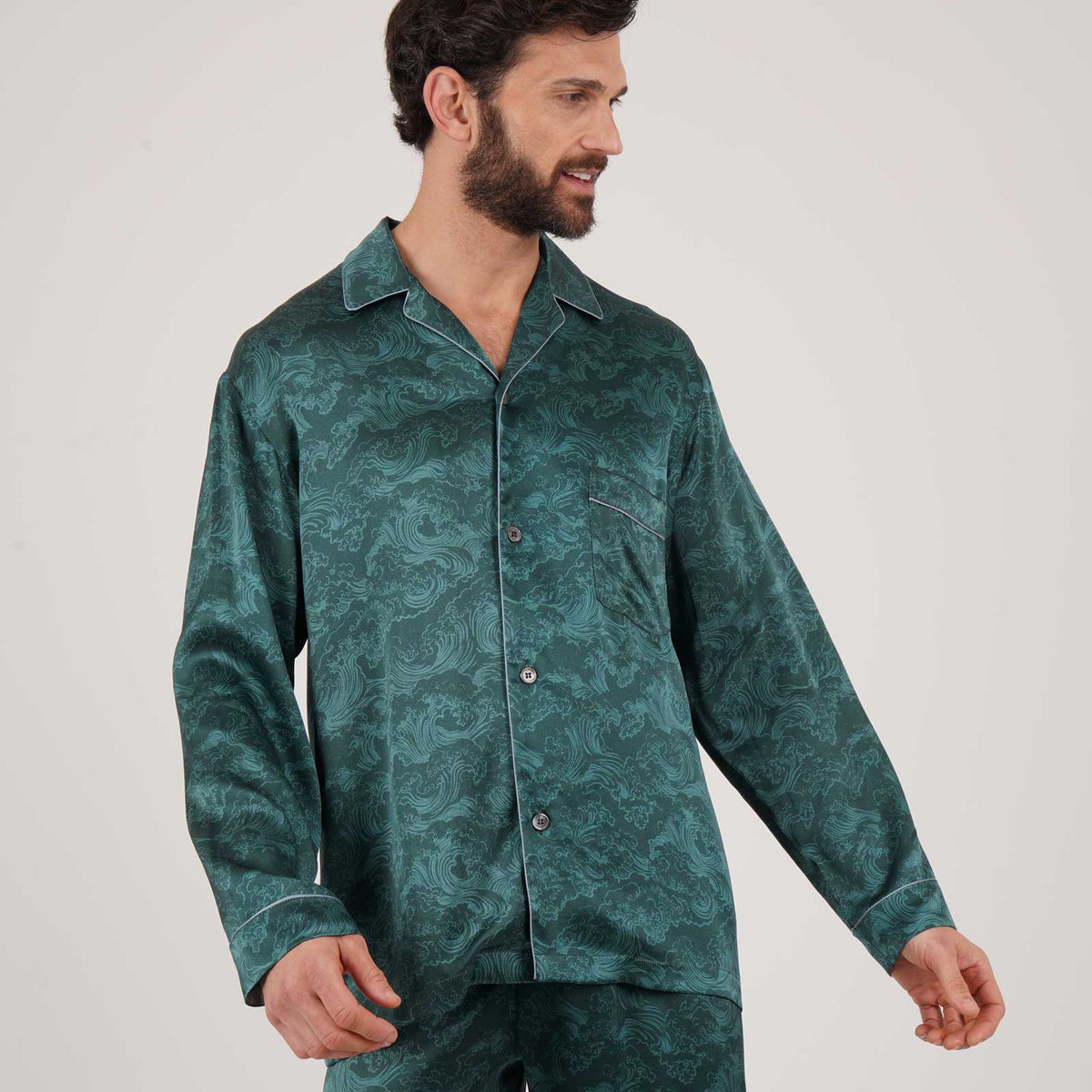 Men's Silk Pyjamas - Bryher Wave Print – Bonsoir of London