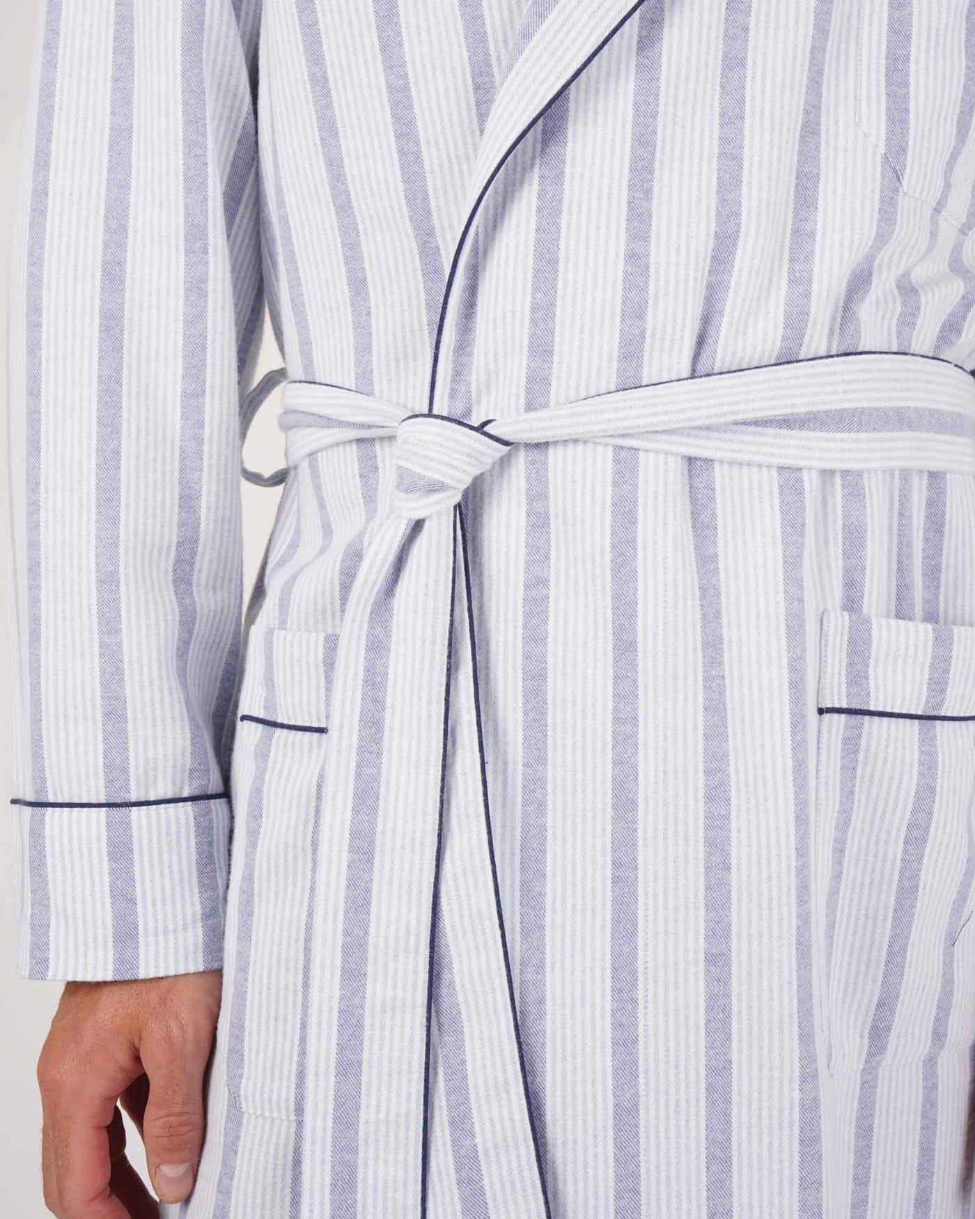 Men's Brushed Cotton Dressing Gown - Ripple Stripe – Bonsoir of London