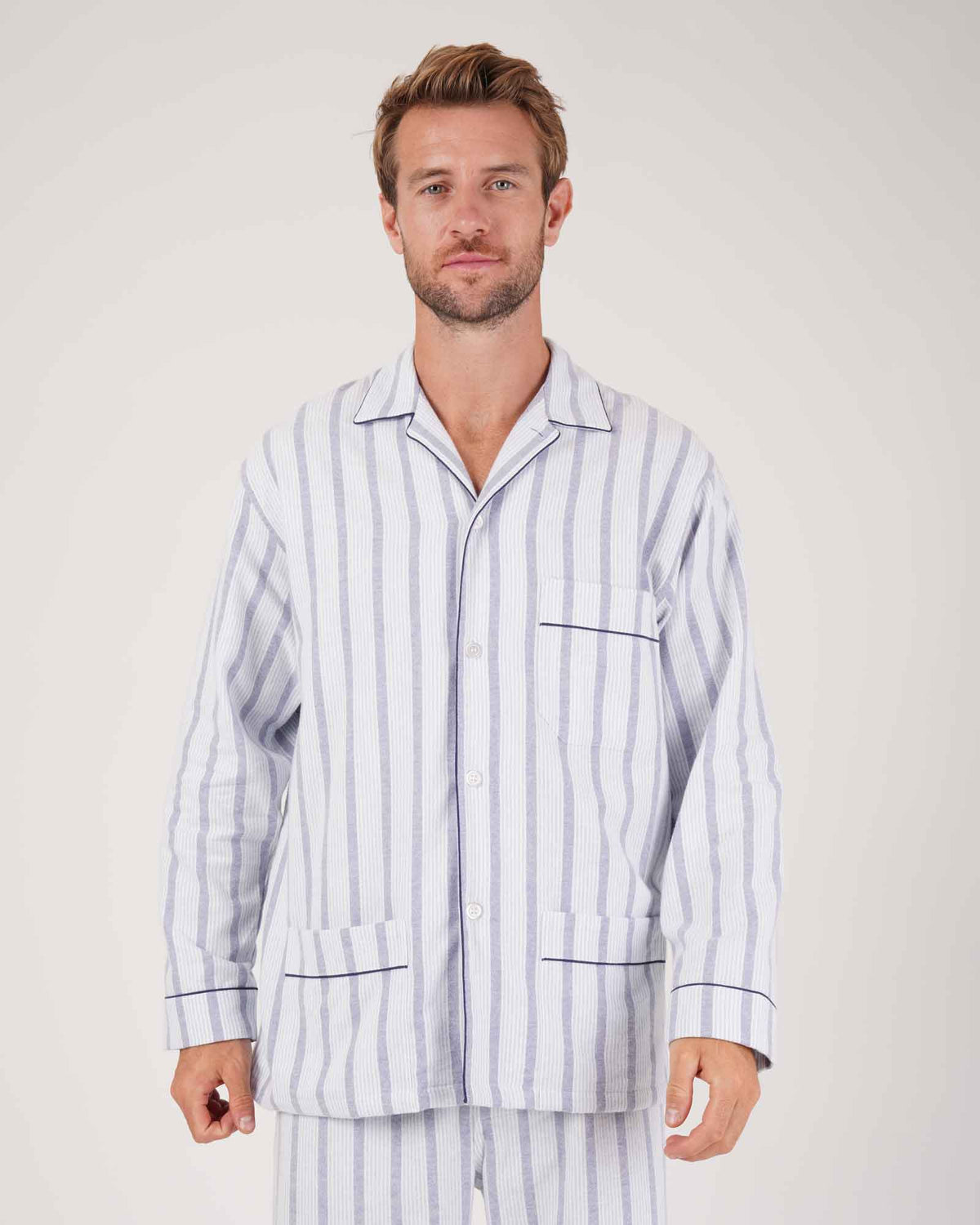 Men's Brushed Cotton Pyjamas - Ripple Stripe – Bonsoir of London